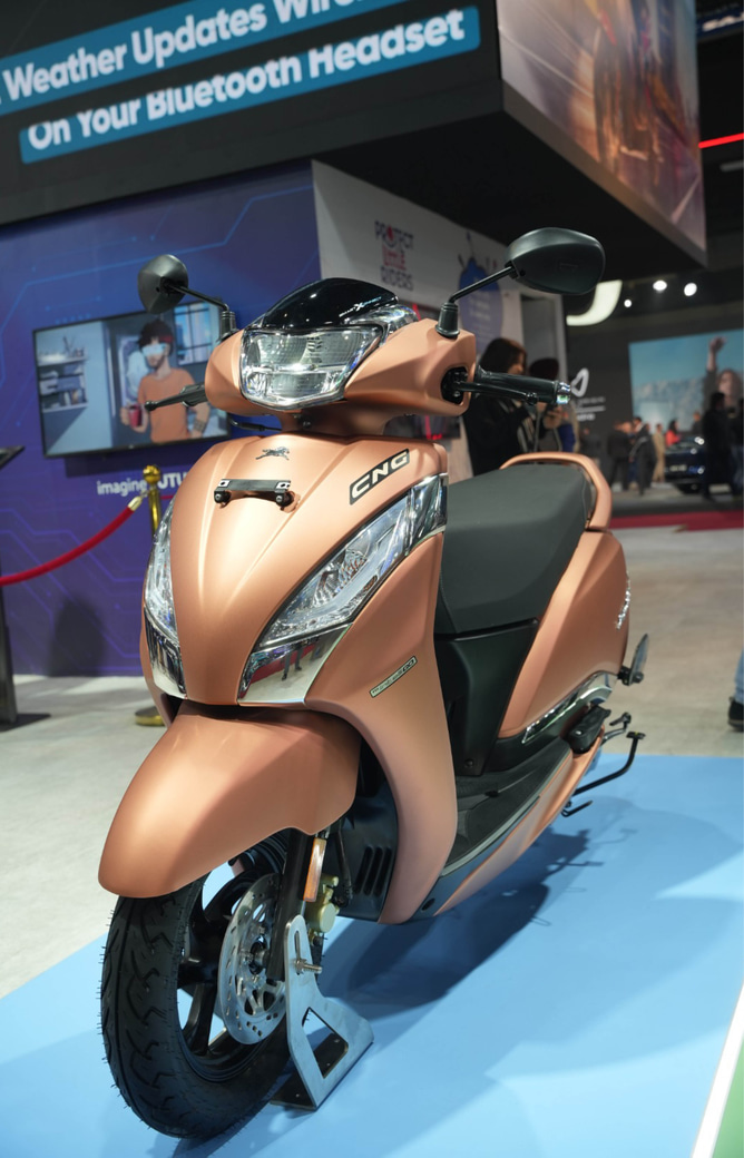 TVS Jupiter: TVS showcases world's first CNG scooter at Bharat Mobility ...
