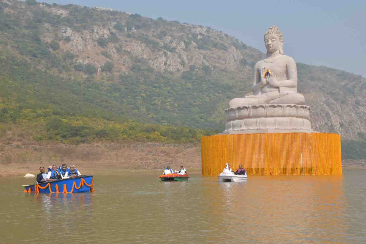 Bihar CM Unveils 70-Foot-Tall Statue Of Buddha In Rajgir Lake, In Bid ...