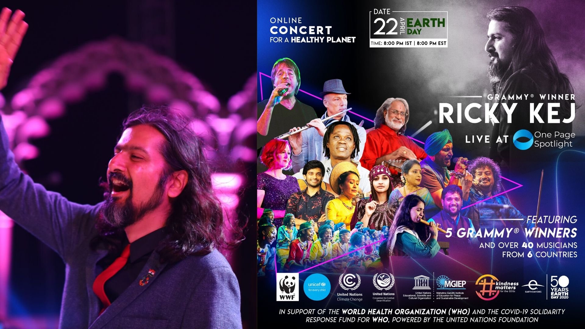 ‘Digital Concert – Ricky Kej LIVE at One Page Spotlight’ for Earth Day ...